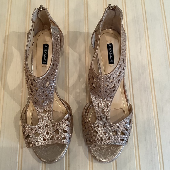 Alex Marie | Shoes | Alex Marie Gold Embellished Sandals Sz 6 | Poshmark